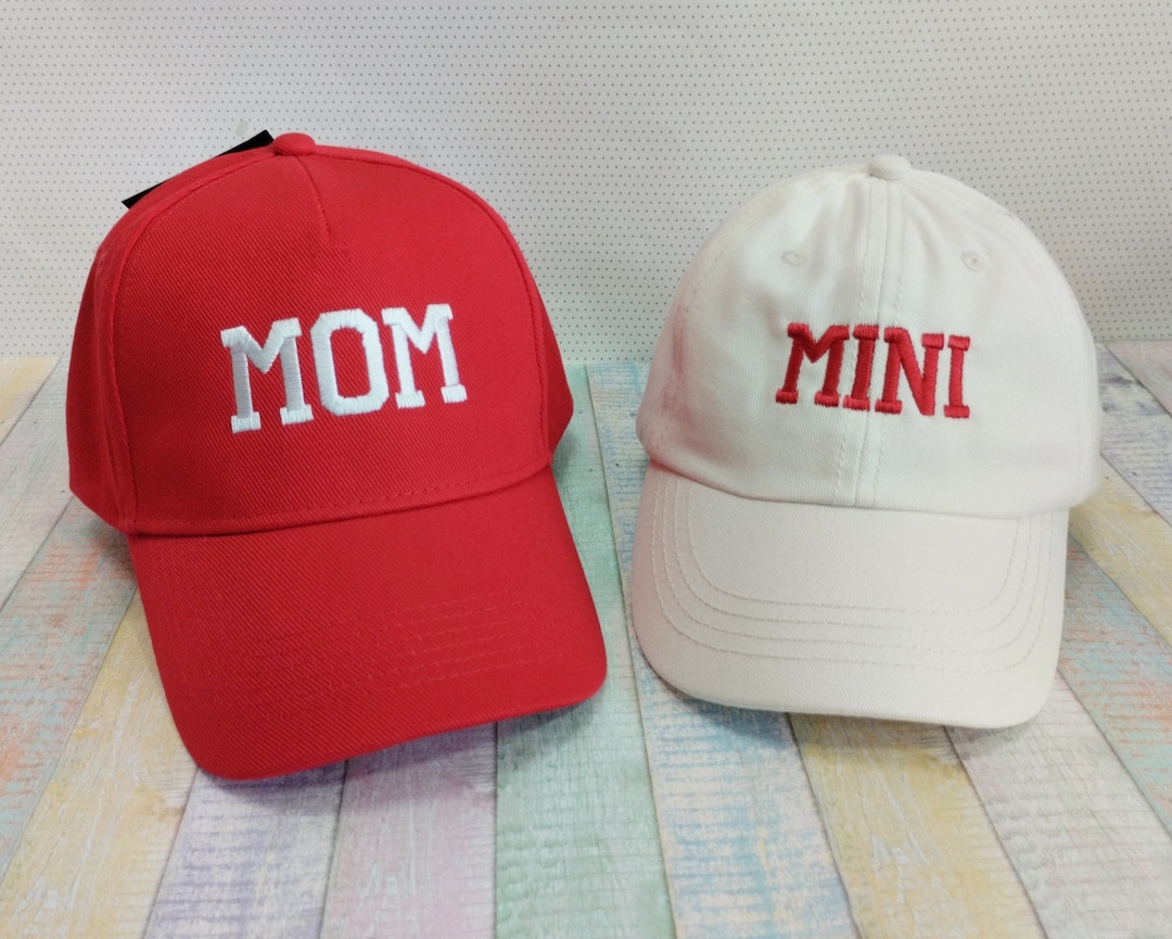 Mom/mum - Mini | Set of Two Matching Hats | Machine Embroidery ...