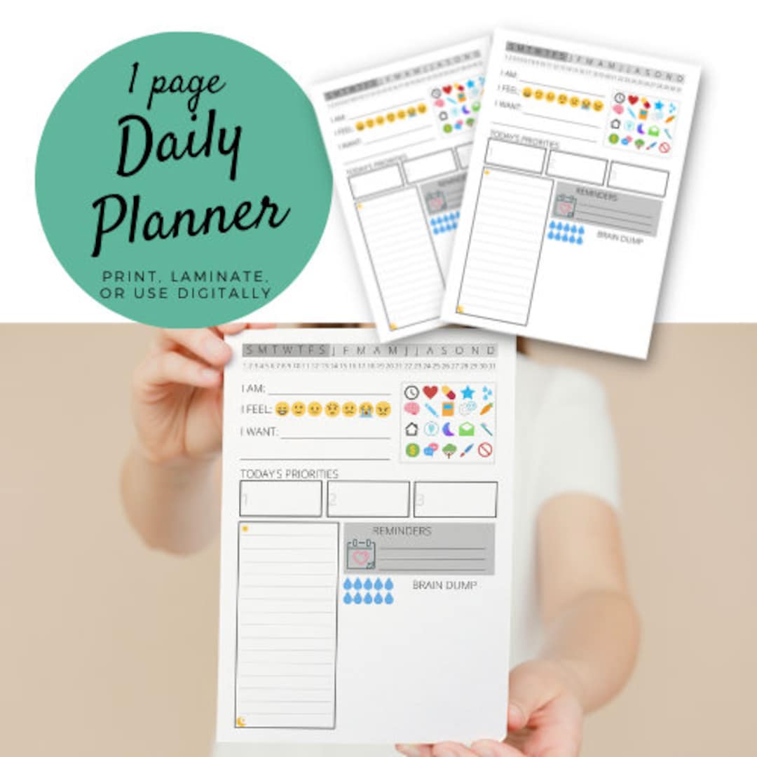 Daily Planner | One Page Planner | Printable Planner | Habit Tracking ...