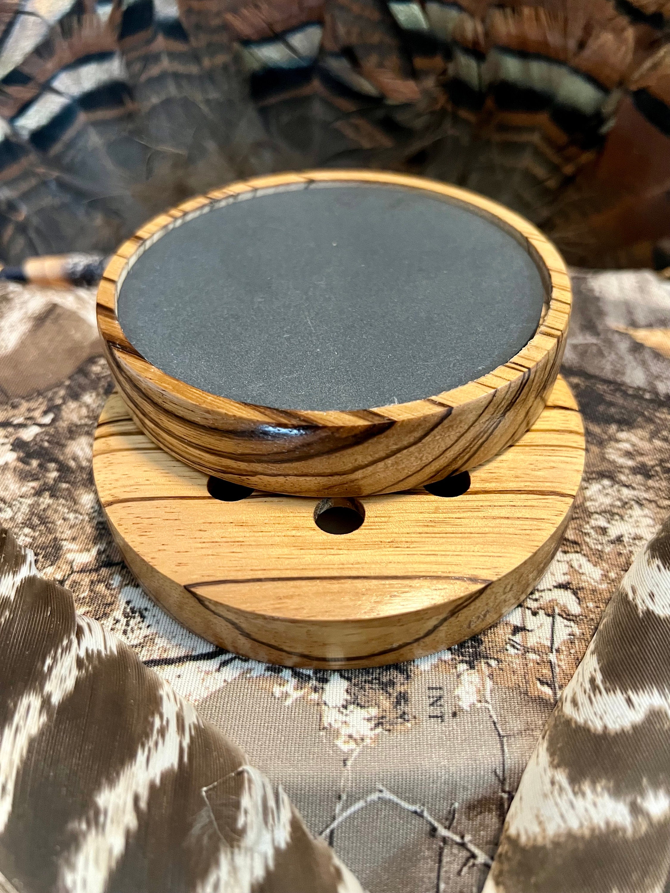 3.5" Turkey Pot Call. Zebrawood Game Call. Multiple Strike Surfaces ...