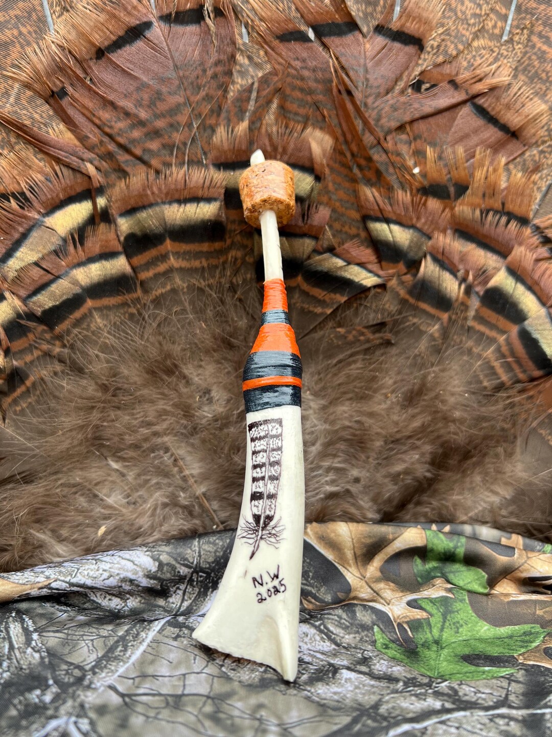 Turkey Wing Bone Call. Thread Wrapped Orange/blue - Etsy