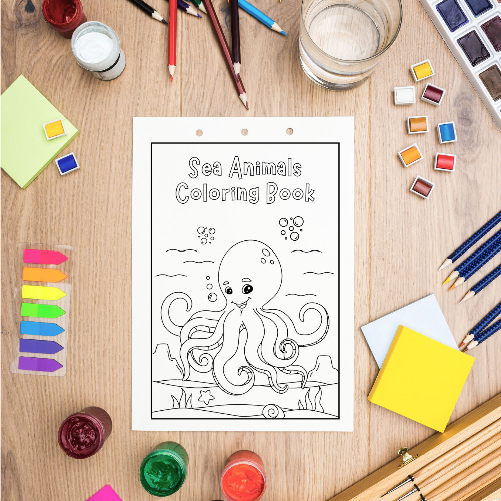 Sea Animals Coloring Book for Kids, Ocean Animals Coloring Pages ...