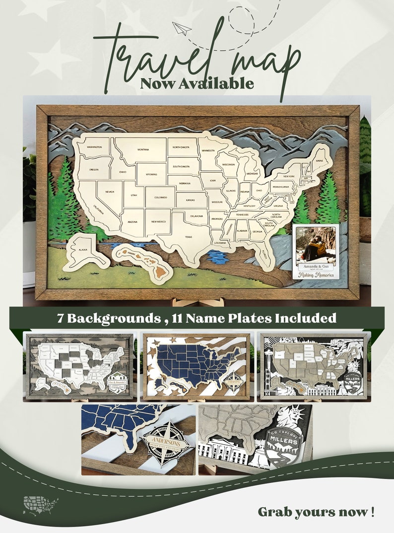 Custom US Travel Map - Etsy