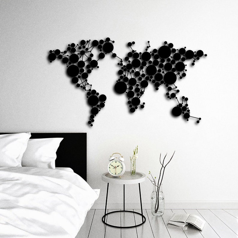 Metal World Map Metal World Map Housewarming Gift Entryway - Etsy