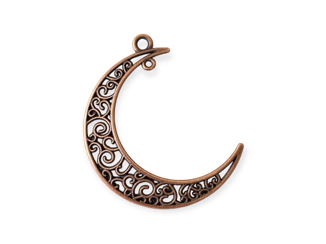 Bronze Filigree Moon Dangled Charms, Divination Charms, Junk Journal ...