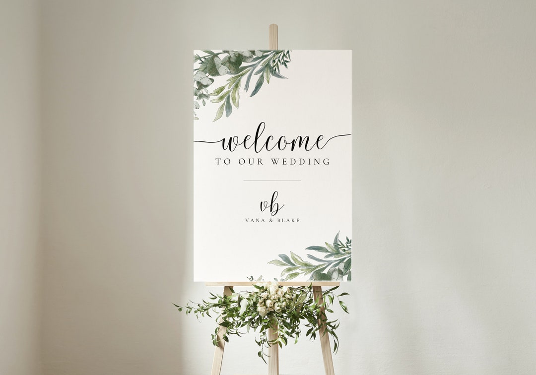 Eucalyptus Wedding Welcome Sign Greenery Wedding Sign - Etsy