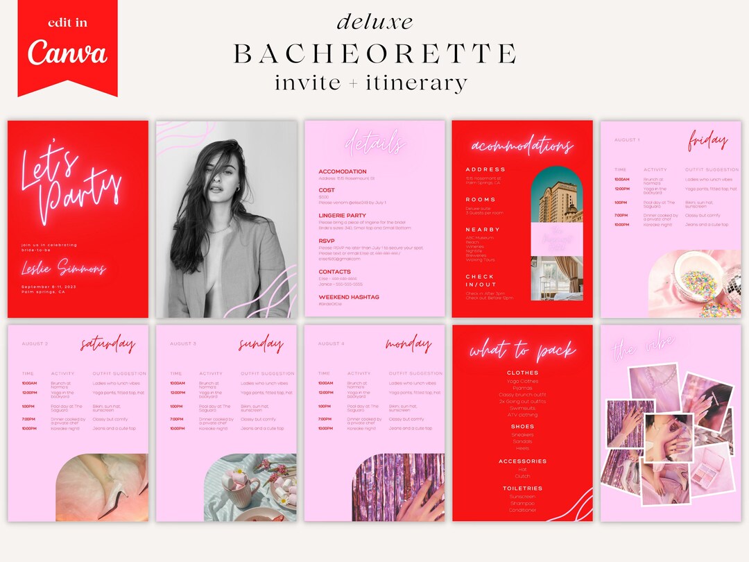 Deluxe Bachelorette Invitation Template Bundle Bachelorette - Etsy