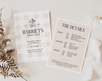 Ritz Glam Bachelorette Itinerary Invitation Template Classic - Etsy