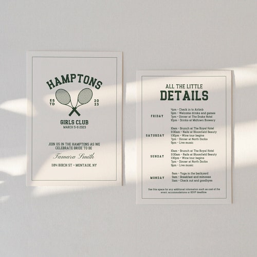 Bachelorette Party Invite: Palm Springs Country Club Theme - Etsy