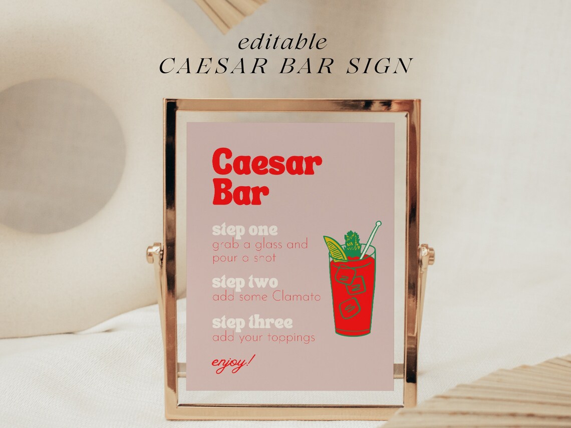 Caesar Bar Sign Ceasar Bar Template Bridal Shower Bloody - Etsy Canada