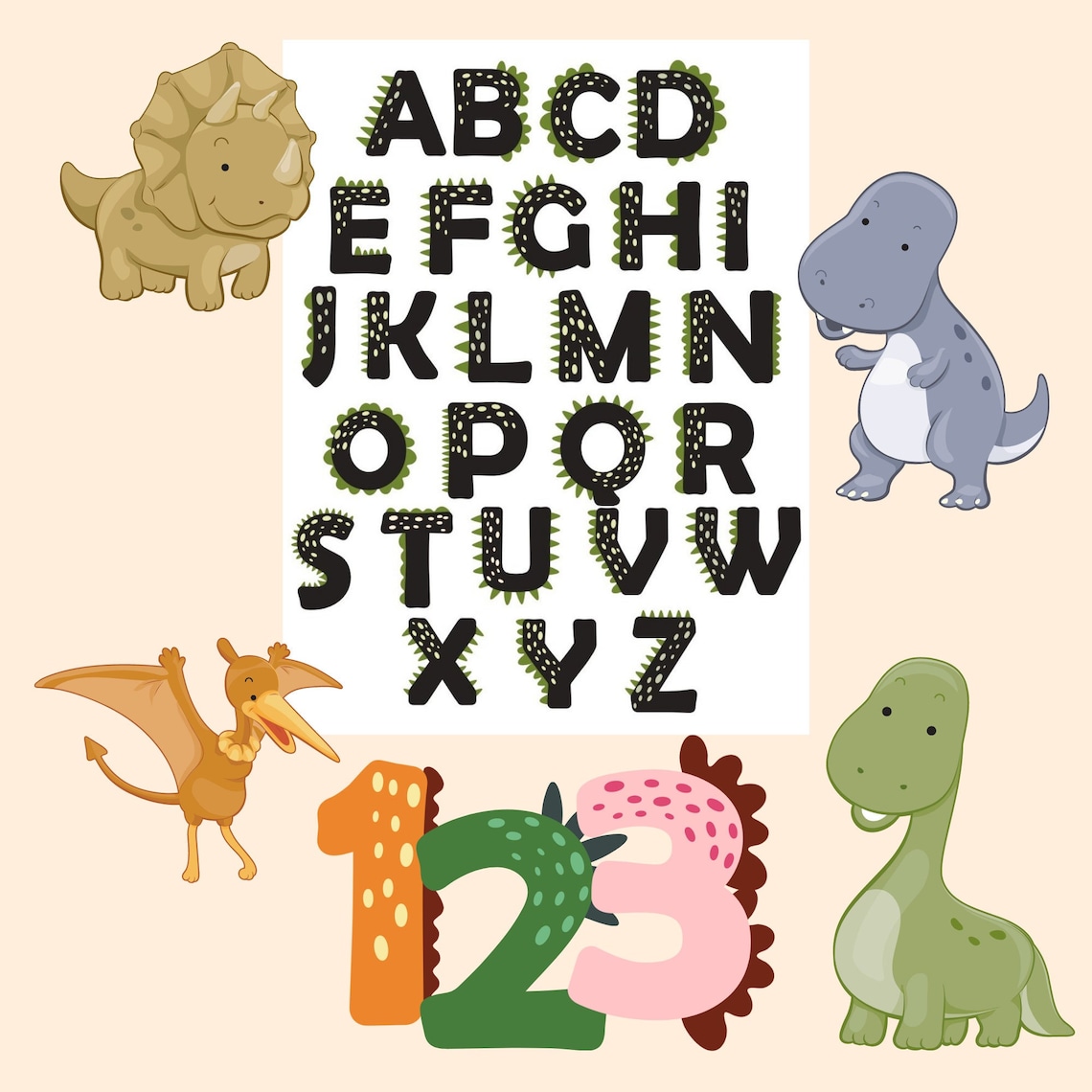 Dinosaur Themed Letter and Number Bundle - Etsy