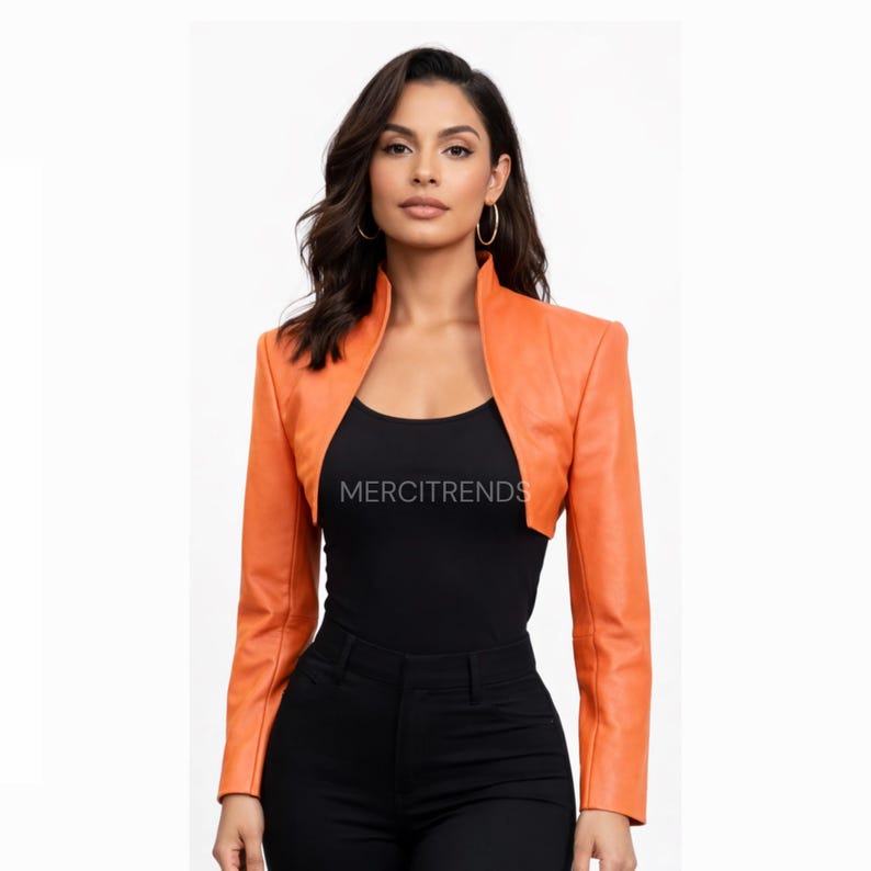 Women's Genuine Lambskin Leather Bolero Shrug Jacket , Made to Measure ...