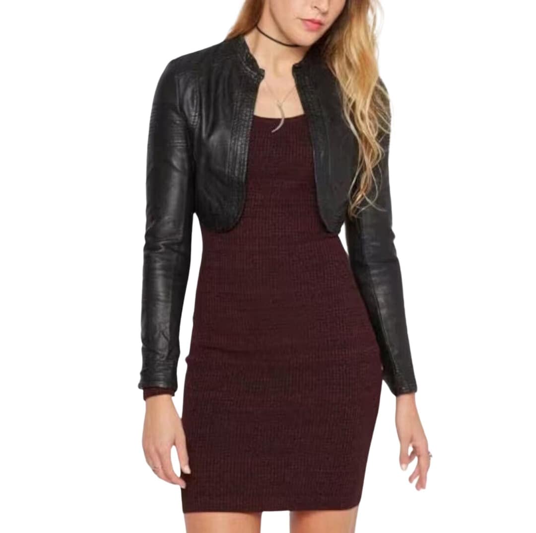 Women Genuine Lambskin Leather Bolero Shrug Jacket , Handmade Cropped ...