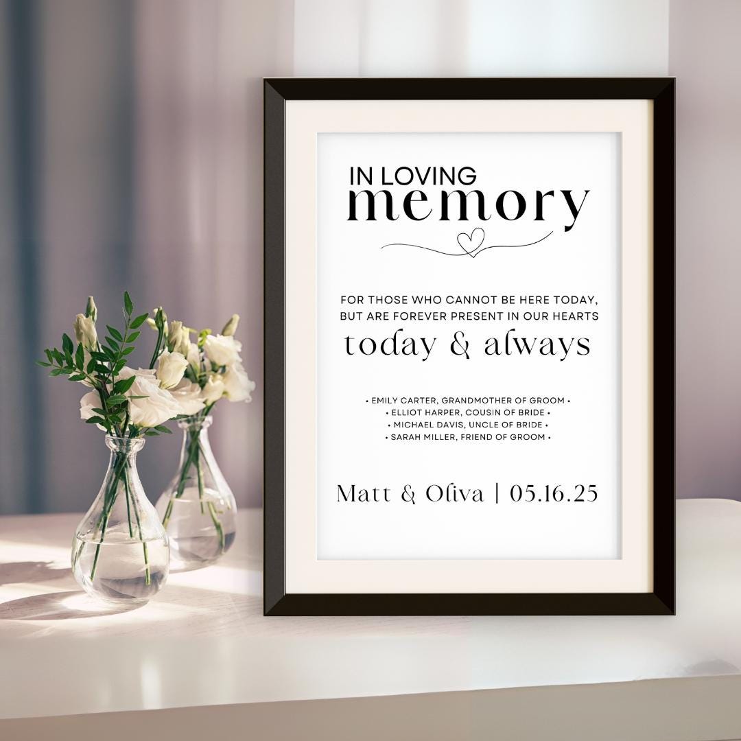 Memorial Sign for Weddings | Custom in Loving Memory Design for ...