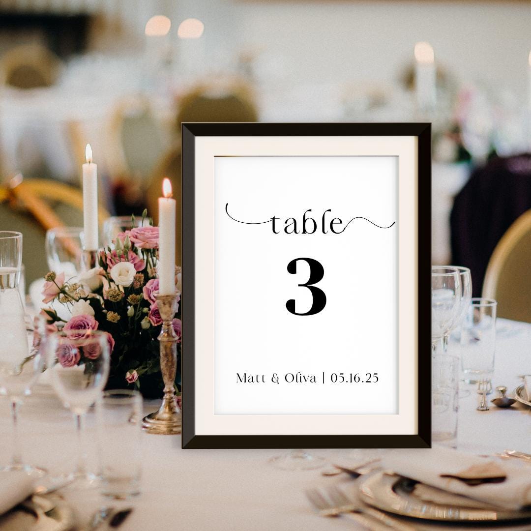 Table Number Sign | Custom Design for Weddings, Showers, Events - Etsy