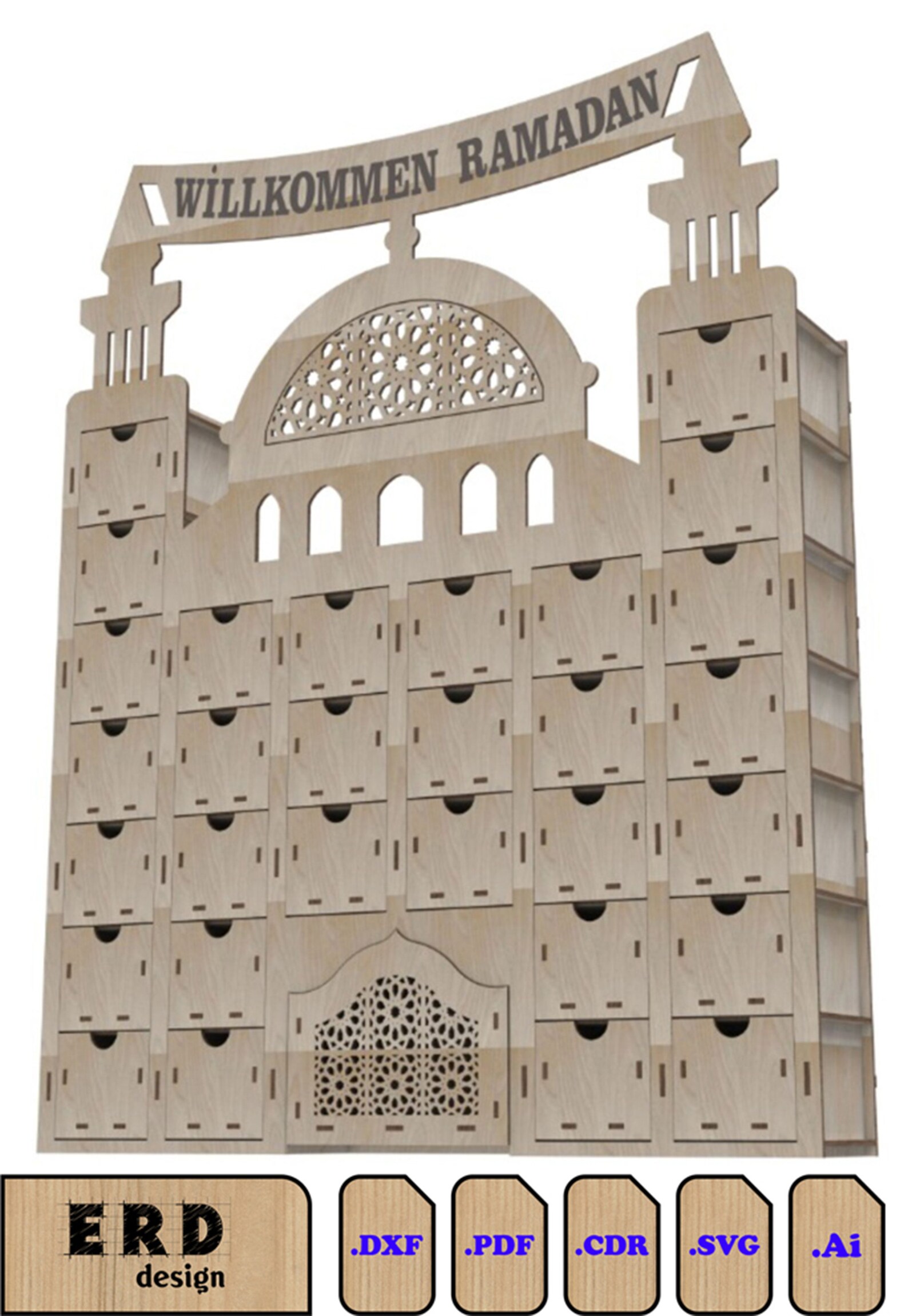 Laser Cut Plans for Ramadan Countdown Calendar Cdr-dxf-pdf-svg-ai - Etsy