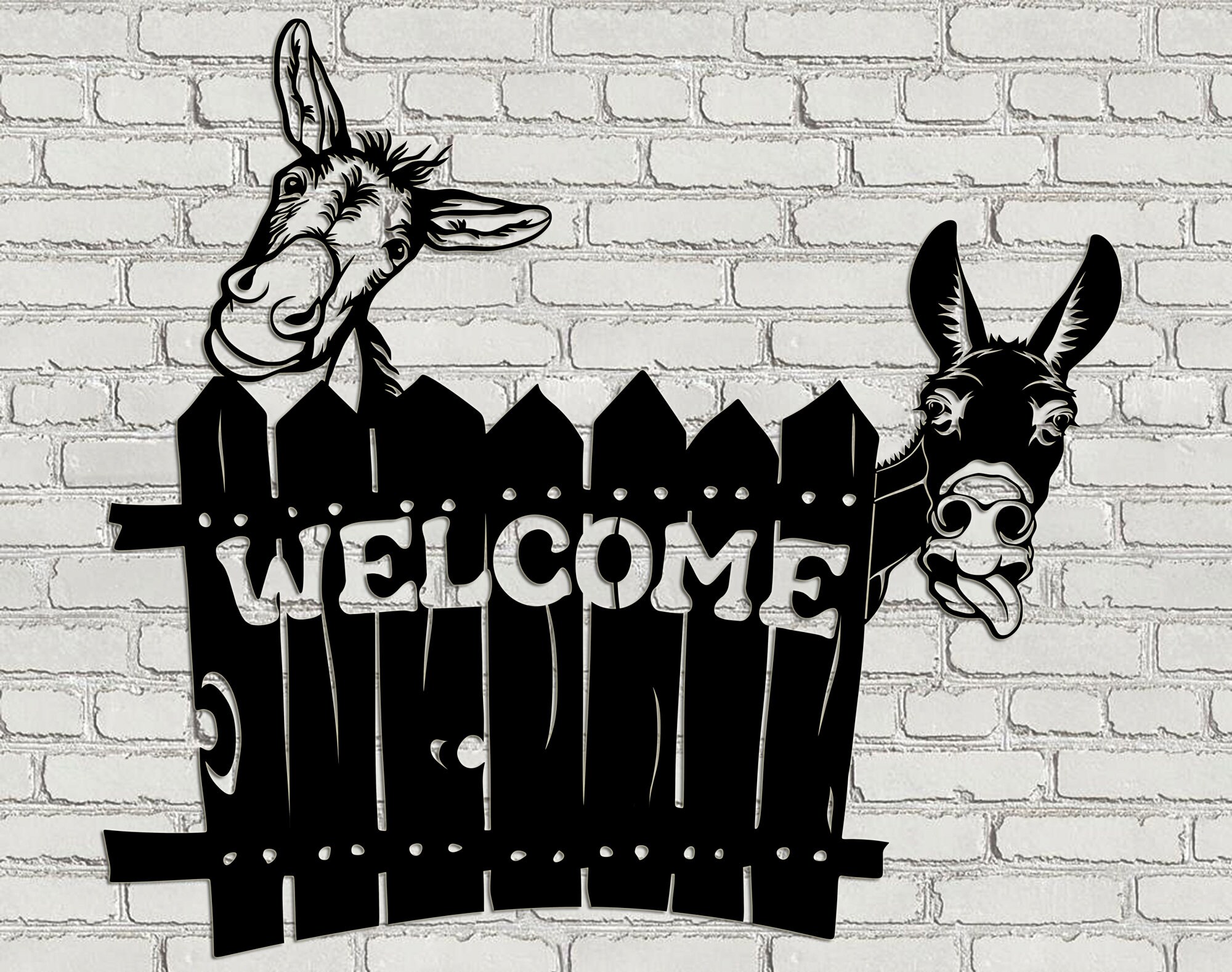 Farm With Donkey and Cat Welcome Letter Svg,dxf,cdr,pdf,ai. Plans for ...
