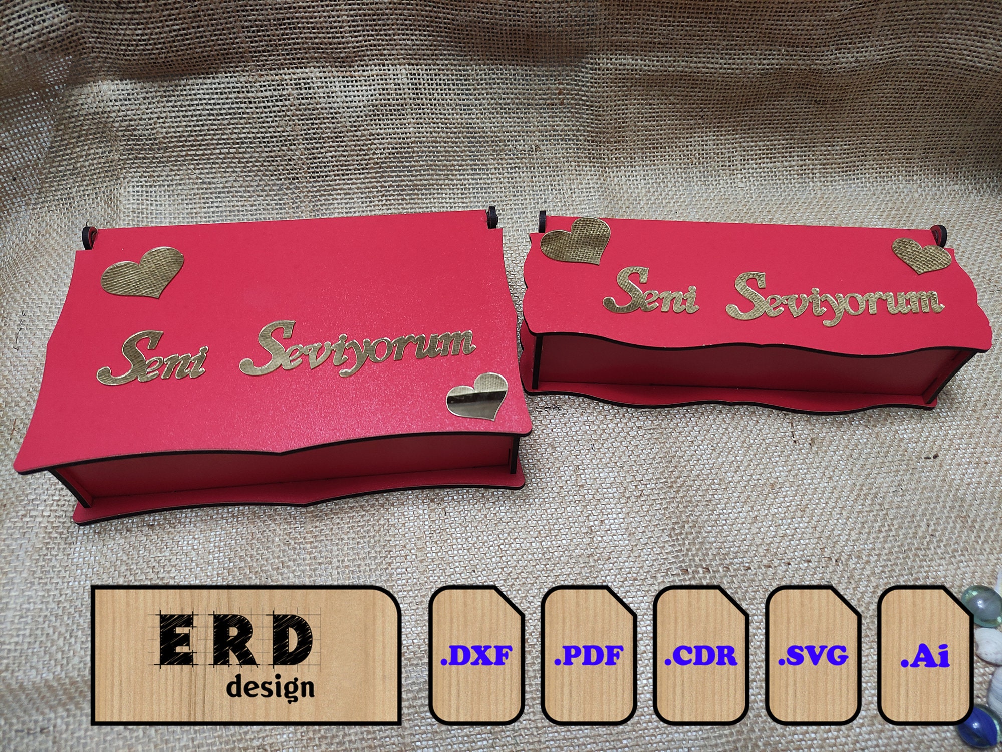 3 Box Designs for Romantic Gifts. Laser Cutting Plans. Dxf-cdr-ai-svg ...