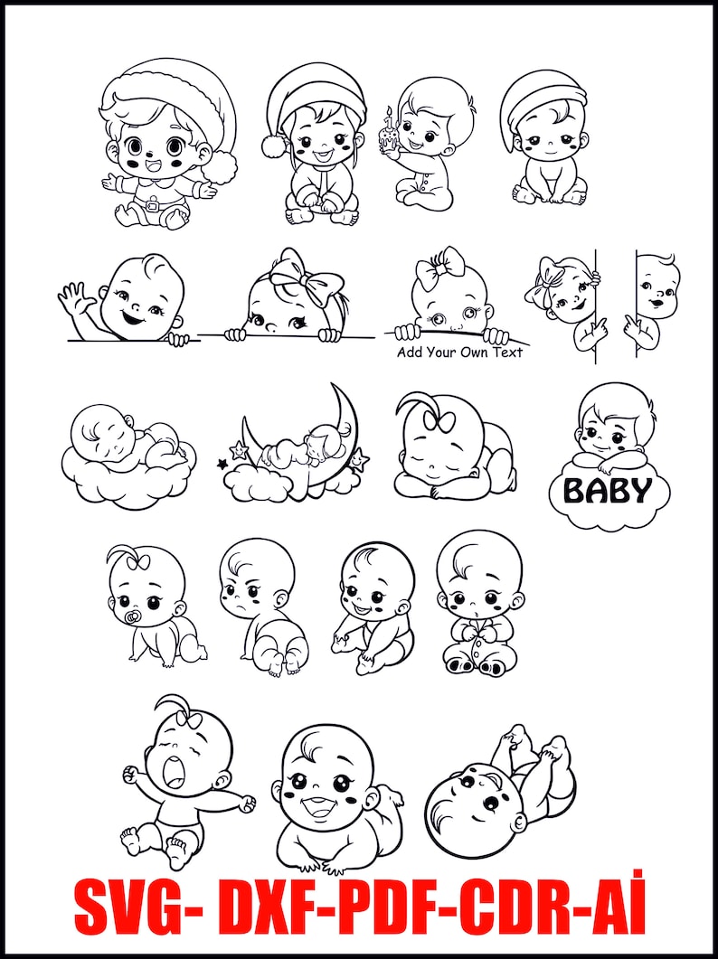 20 Baby Figures Digital Printing Laser Burning. Digital File Download ...
