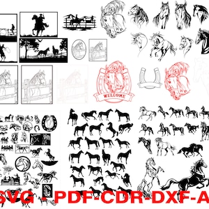 Digital Download File of 90 Horse Figures. Cnc Plasma Cutting, Laser ...