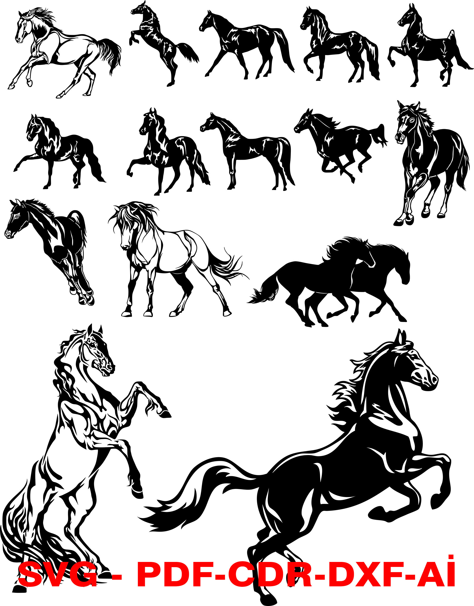 Digital Download File of 90 Horse Figures. Cnc Plasma Cutting, Laser ...