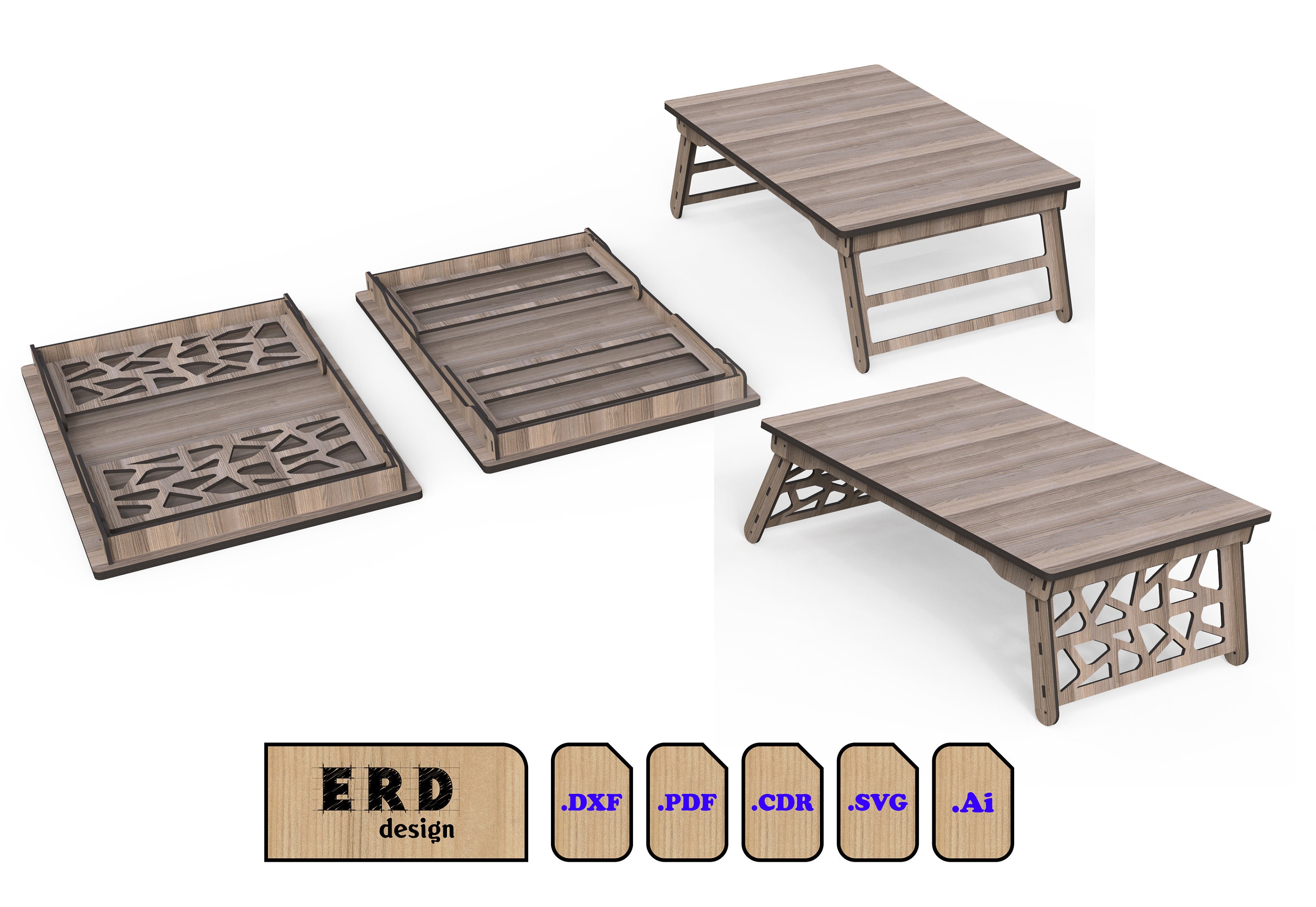 Laser Cutting Plans File for a Foldable and Easily Transportable Desk ...