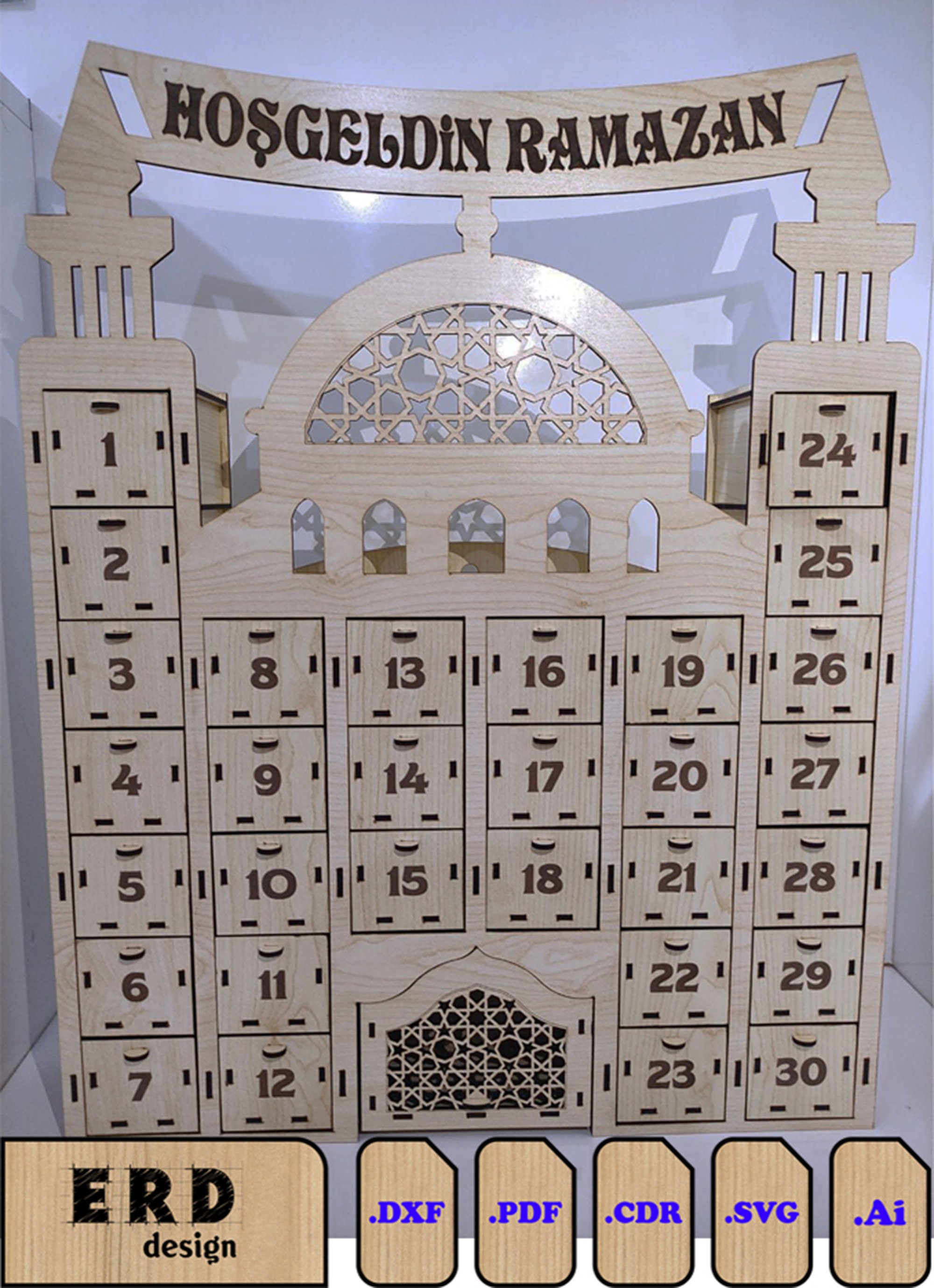 Laser Cut Plans for Ramadan Countdown Calendar Cdr-dxf-pdf-svg-ai - Etsy