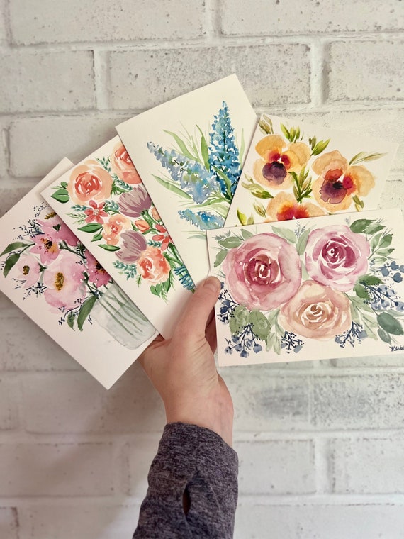 Variety Pack Original Watercolor Cards Hand-painted Greeting | Etsy