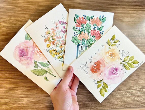 Variety Pack Original Watercolor Cards Hand-painted Greeting - Etsy