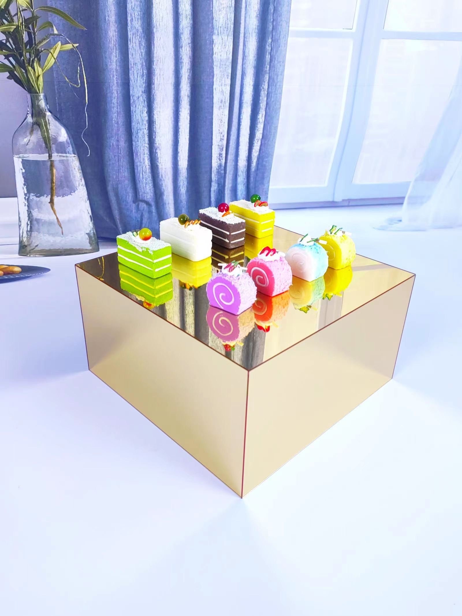 7 Pieces of Gold Acrylic Display Boxes, Food Display Stands, Acrylic ...