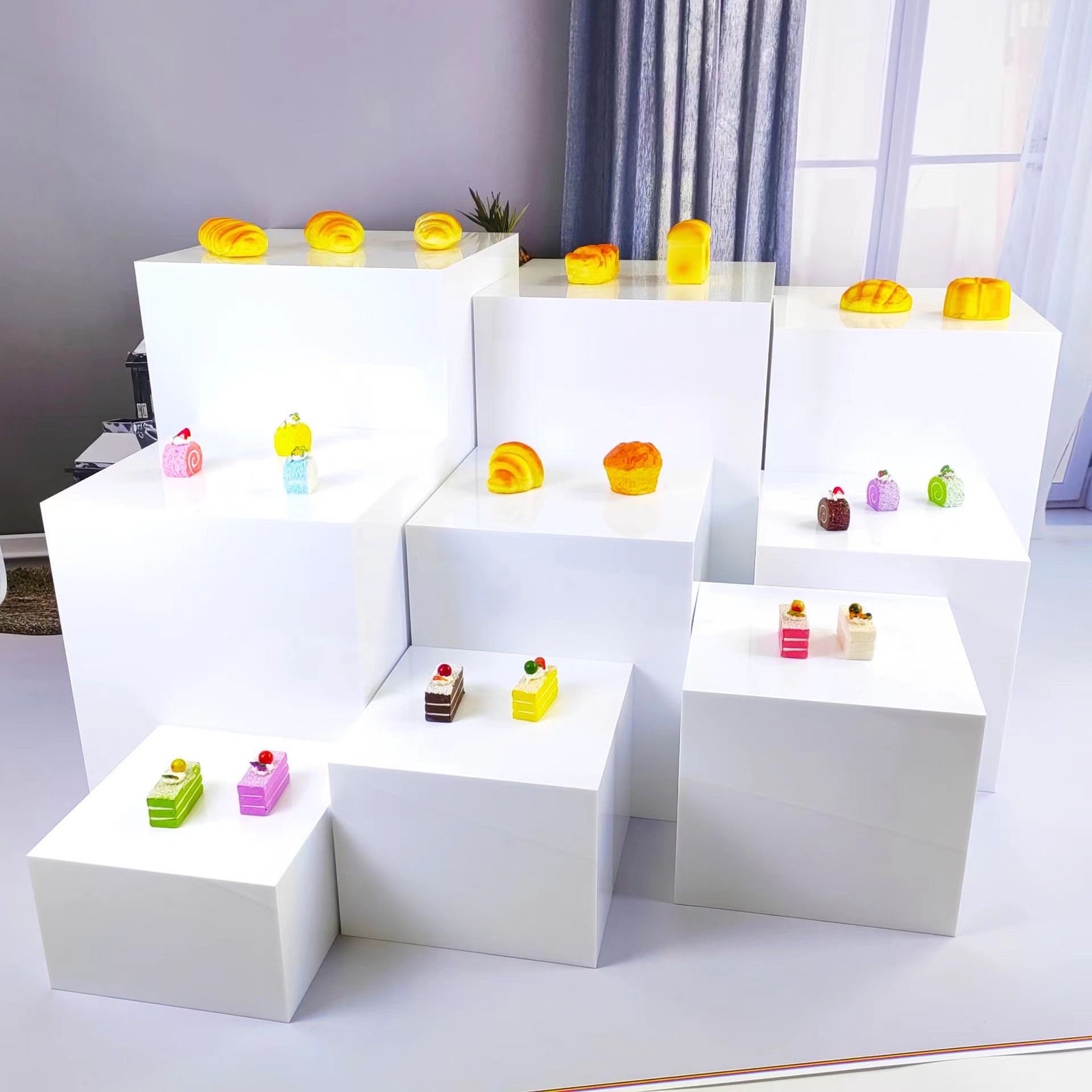 9 Pieces Acrylic Display Boxes, Acrylic Display Stands, Food Display ...