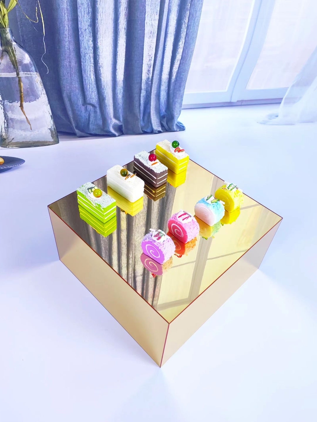 7 Pieces of Gold Acrylic Display Boxes, Food Display Stands, Acrylic ...