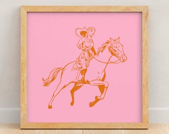 Vintage Western Wall Art Cowgirl Poster Vintage Cowgirl Art Aesthetic ...