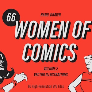 Women of Comics V2 SVG Illustrations Pulp Vintage Retro File Bundle Digital Download - Etsy