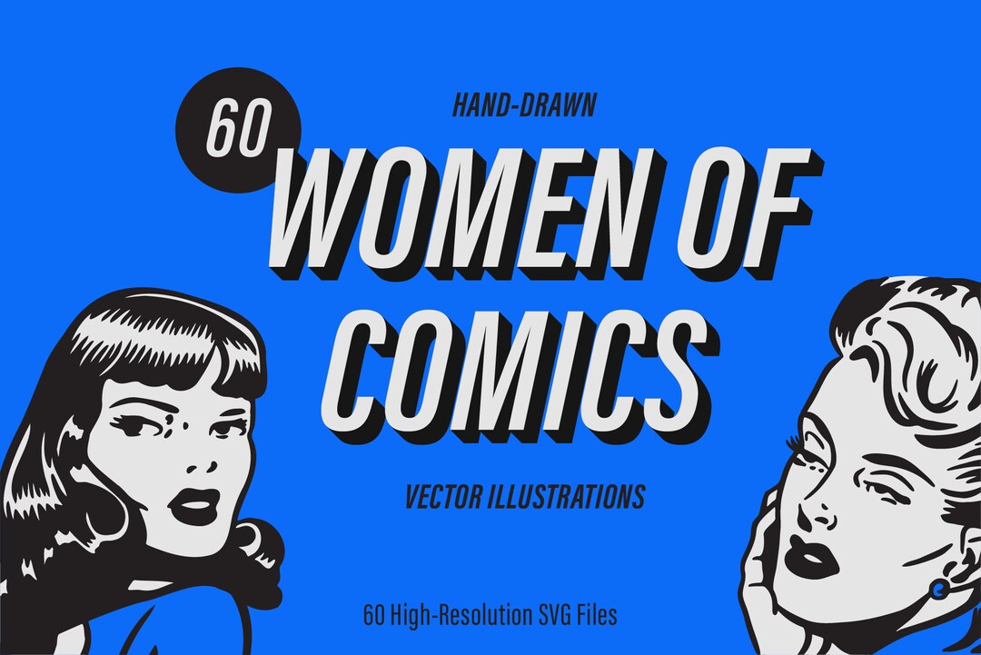 Women of Comics SVG Illustrations Pulp Vintage Retro File Bundle ...