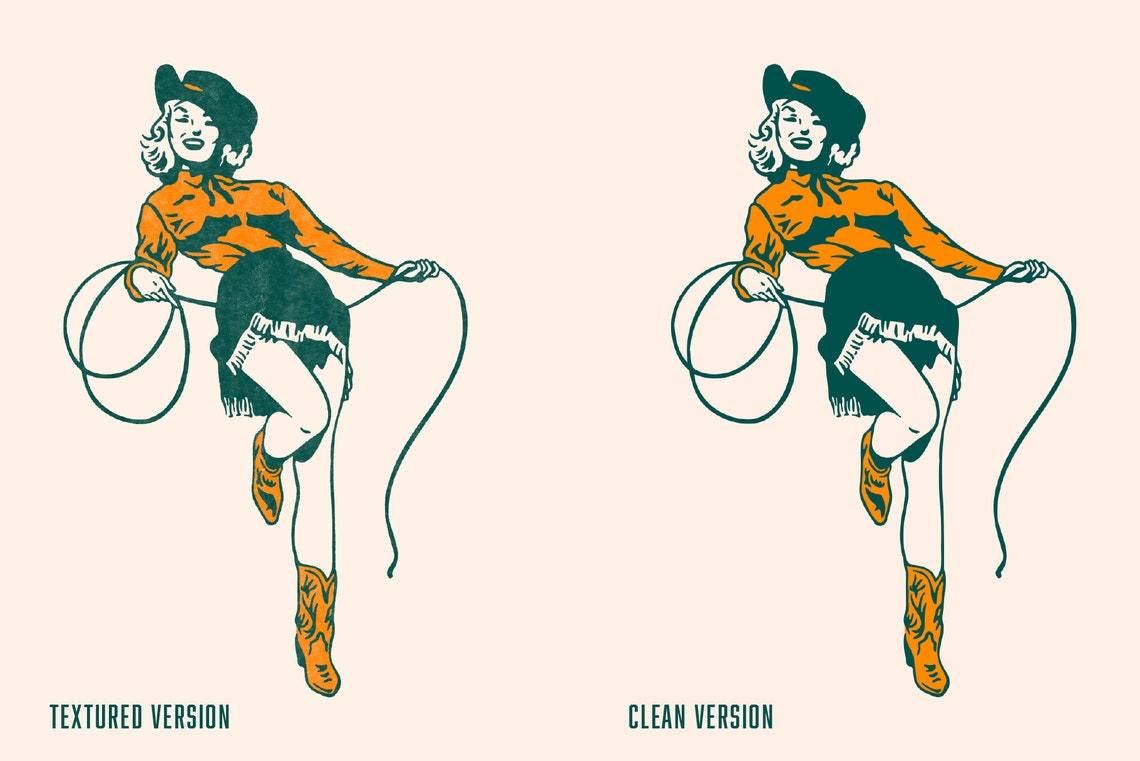 Retro Cowgirl Pinup Vintage Western Print DIGITAL File - Etsy