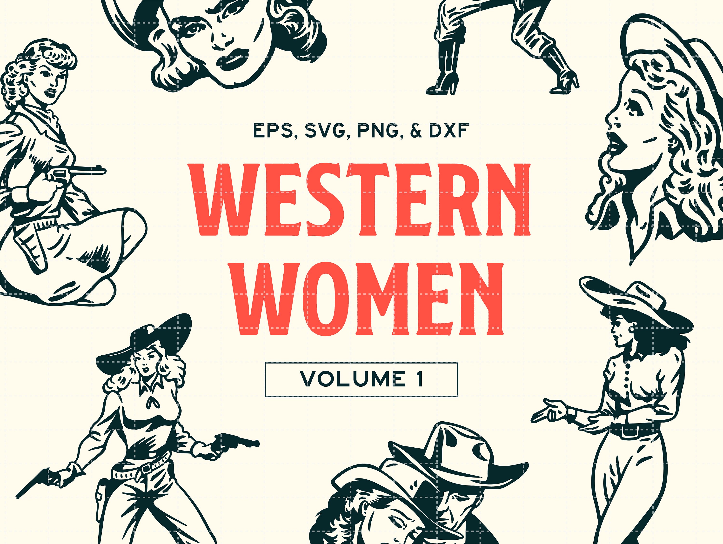 Cowgirl SVG PNG EPS Dxf Bundle Western Women Illustrations - Etsy