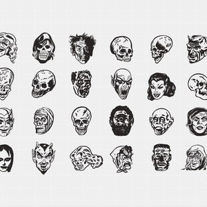 Horror Illustration Bundle - Retro Halloween Clipart SVG PNG EPS - Etsy