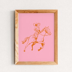 Western Cowgirl Art Pink Vintage Print DIGITAL Download Poster - Etsy