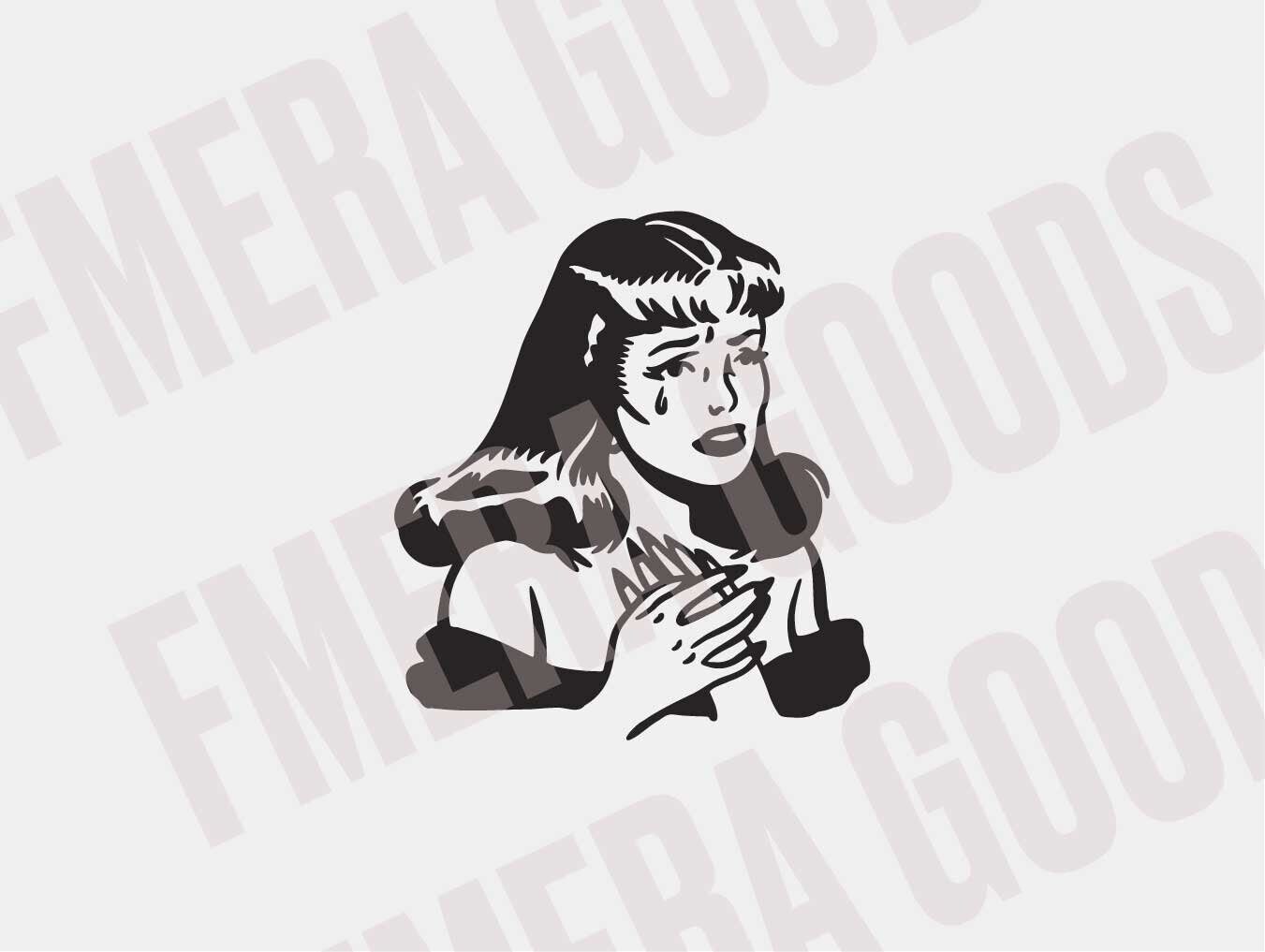 Sad Girl Illustration Pulp Women Vintage Retro Comic SVG PNG EPS Dxf ...