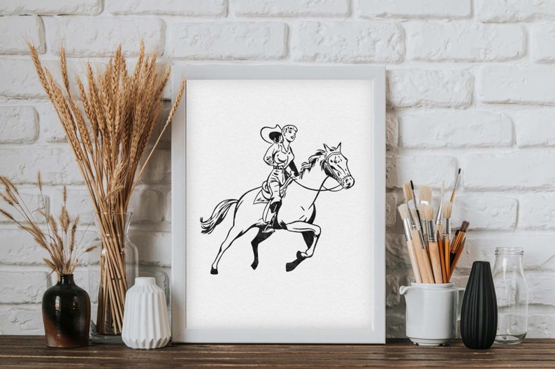 Western Cowgirl Art Vintage Print DIGITAL Download Poster - Etsy