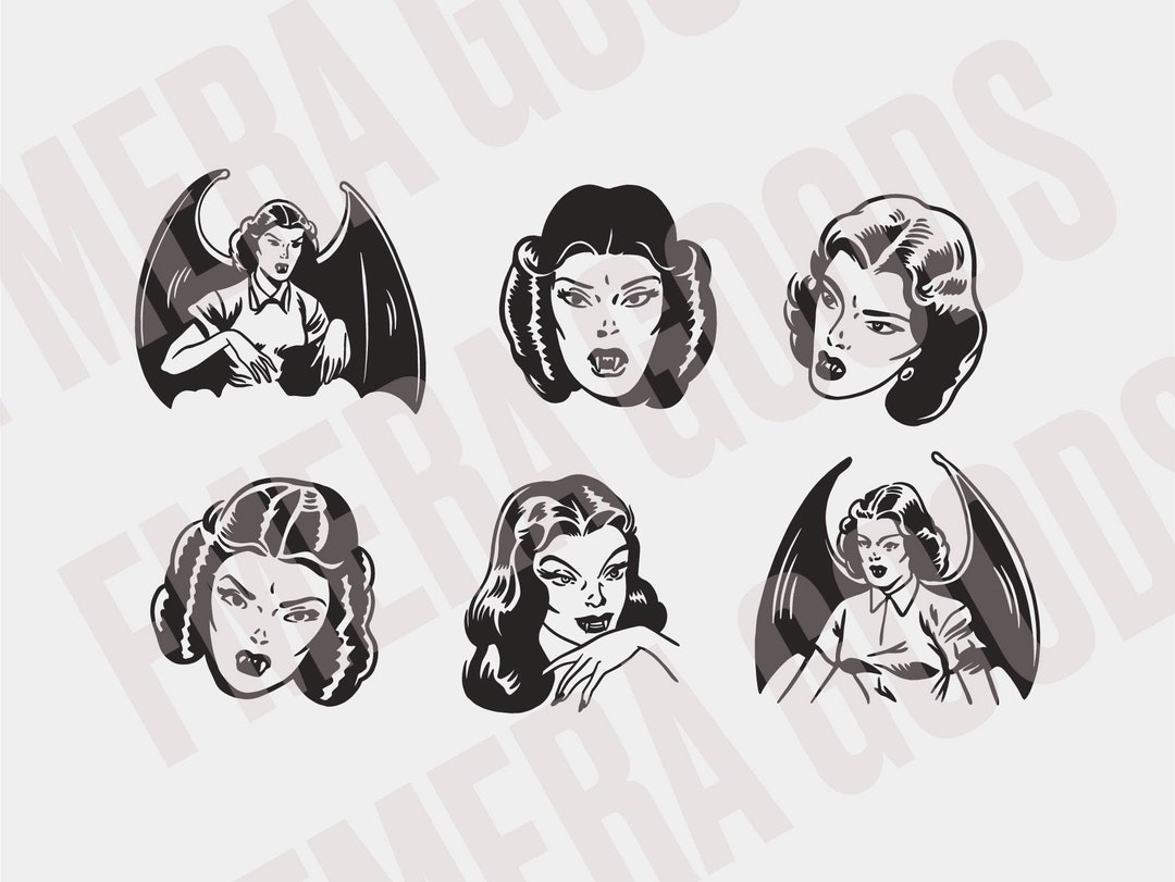 Vampire Illustrations Retro Comic Vintage Illustrations Halloween SVG ...