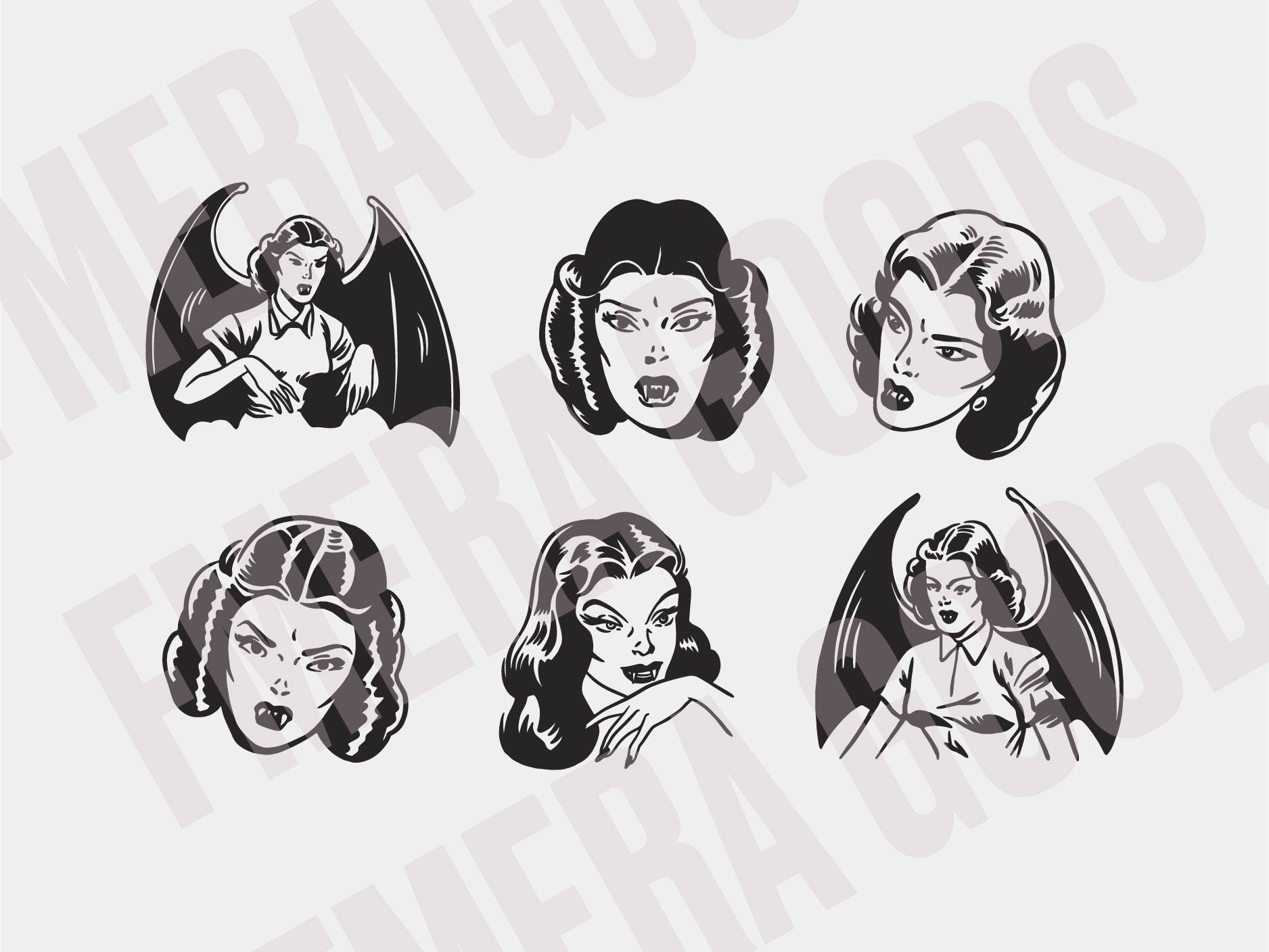 Vampire Illustrations Retro Comic Vintage Illustrations Halloween SVG ...