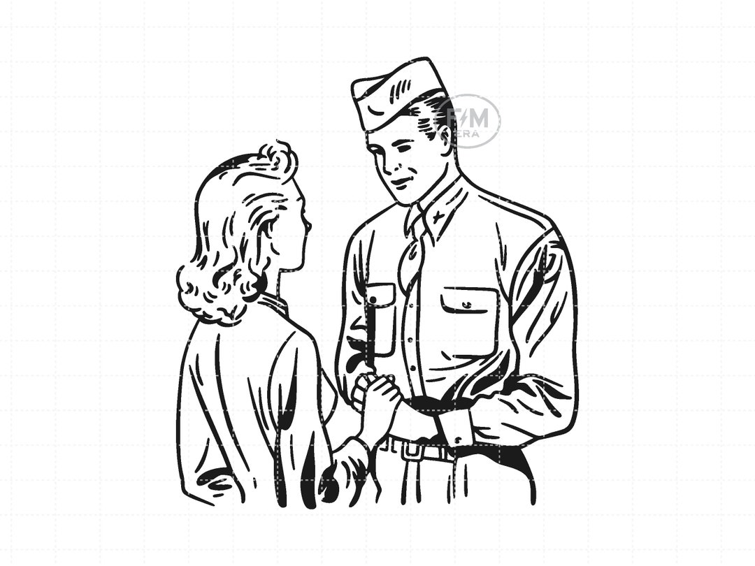 Military Couple Illustration Clipart - Veteran- SVG PNG EPS File ...