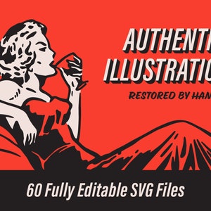 Women of Comics SVG Illustrations Pulp Vintage Retro File Bundle ...