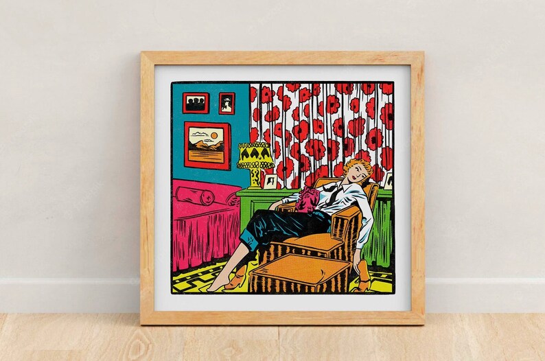 Relaxing Woman Pop Art Retro Print DIGITAL Download Wall Art - Etsy