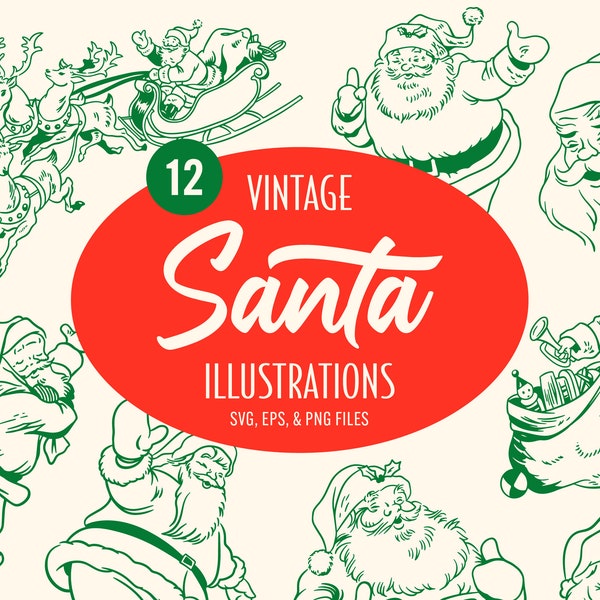Retro Santa Svg - Etsy