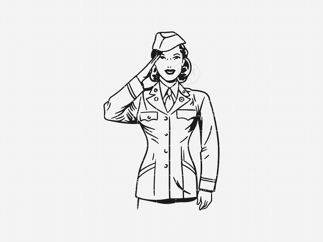 Military Salute Illustration Woman Clipart - Man Veteran- SVG PNG EPS ...