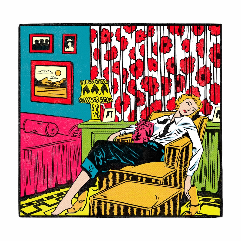 Relaxing Woman Pop Art Retro Print DIGITAL Download Wall Art - Etsy
