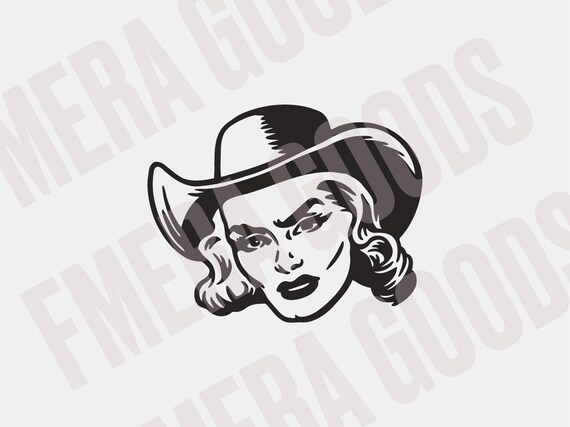 Cowgirl Illustration Country Western Music Vintage Retro 50s | Etsy