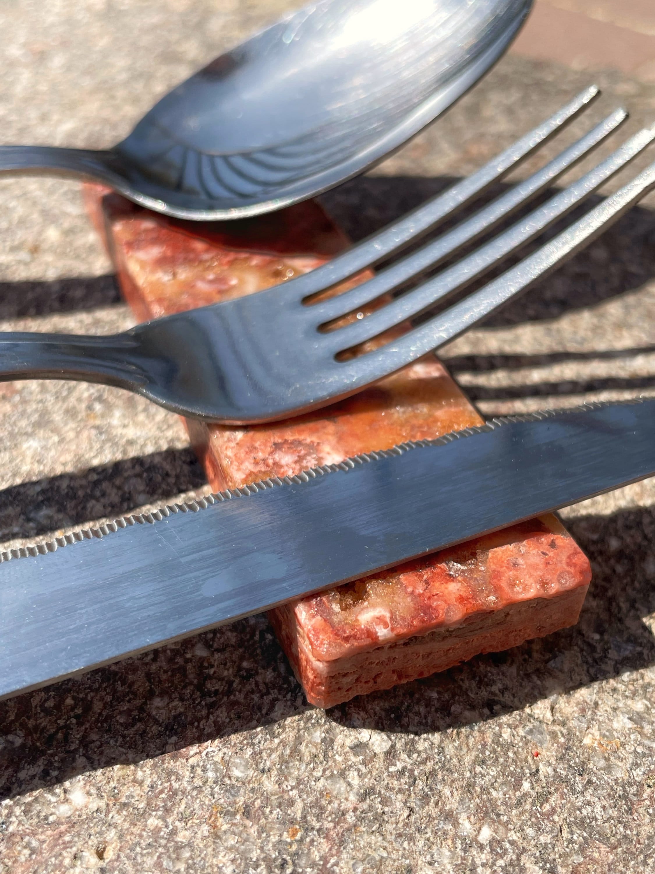 Cutlery Rest Set in Red Travertine Marble - Lifestyle - Chopstick Rest ...